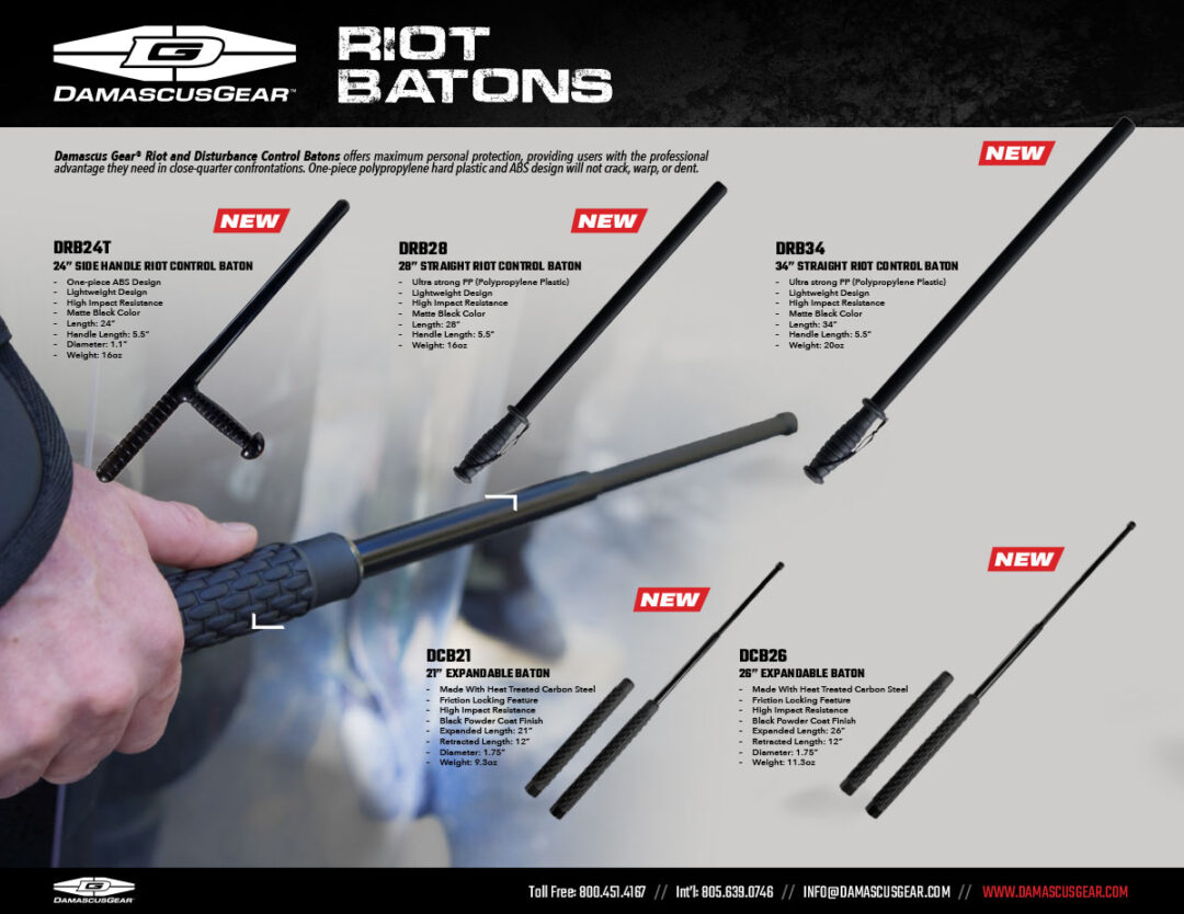 24" Side Handle Riot Control Baton - Damascus Gear